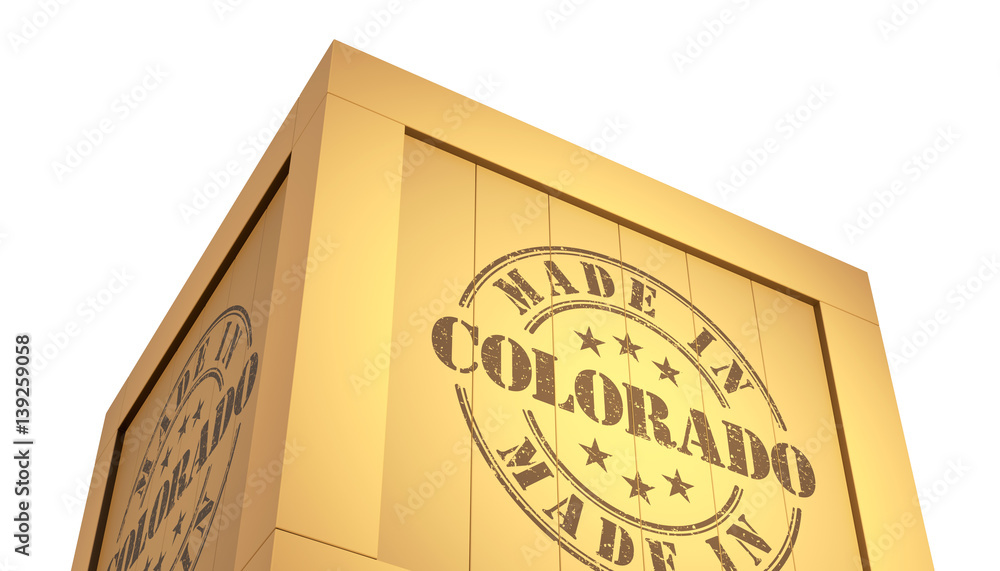 Import - Export Wooden Crate. Made in Colorado. 3D Illustration Stock ...