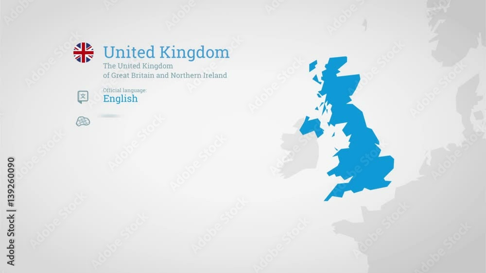 Animated infographics map with country's flag and profile. United ...