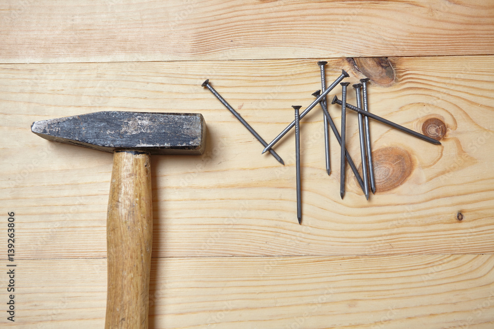 hammer and nails Stock Photo | Adobe Stock