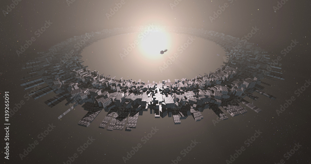 Dyson swarm, ring world. Alien megastructure surrounding star , built ...