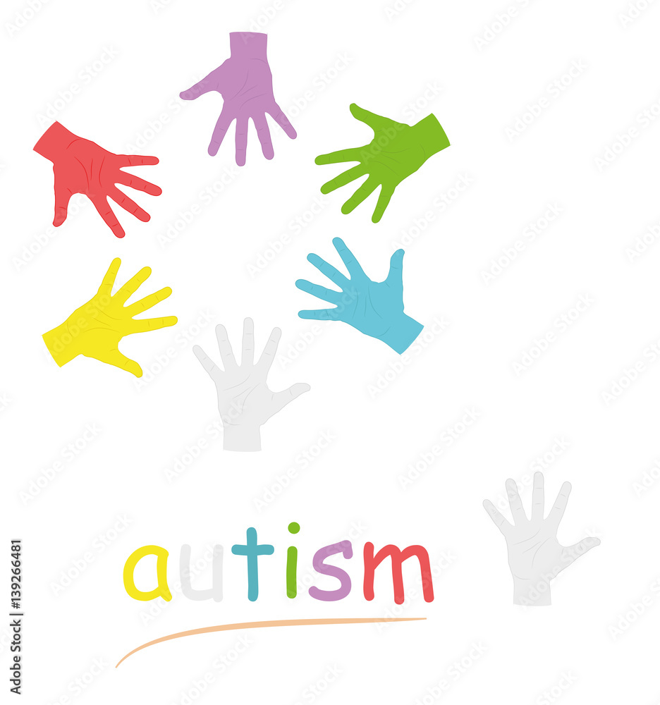 hands of different colors in a circle. symbol of autism. vector ...