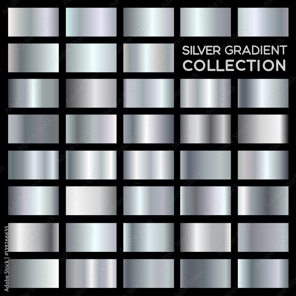 Silver gradient collection for fashion design. Vector illustration EPS ...