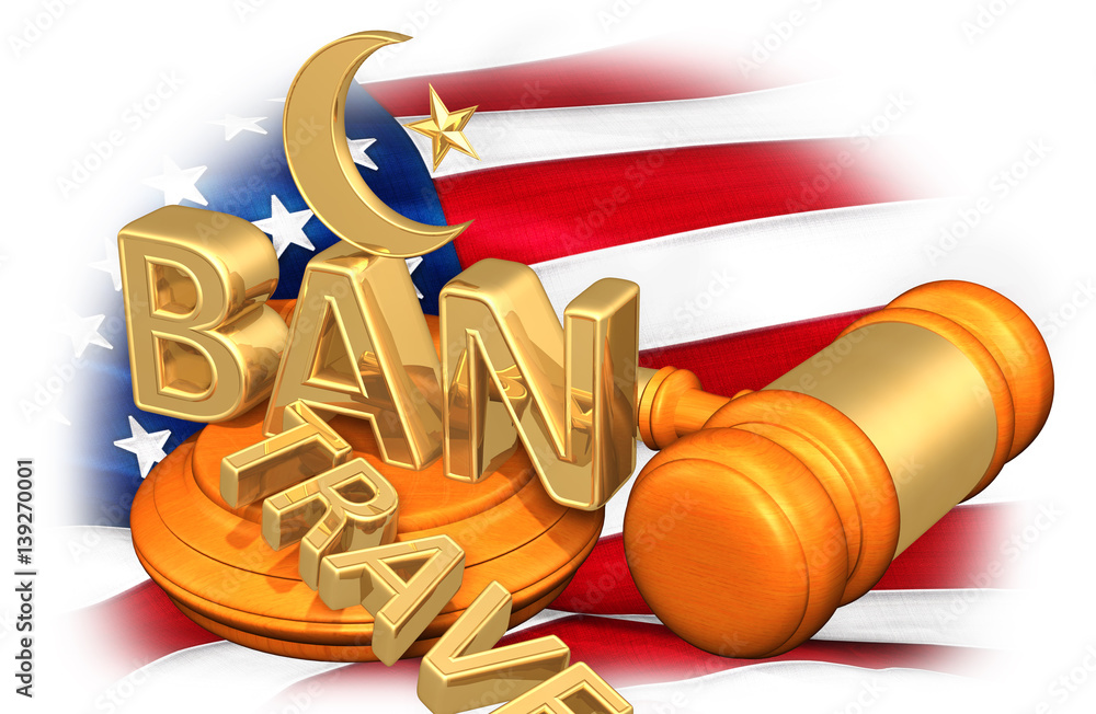 Muslim Symbol On The Word Ban With The Word Travel Cast Aside Legal ...