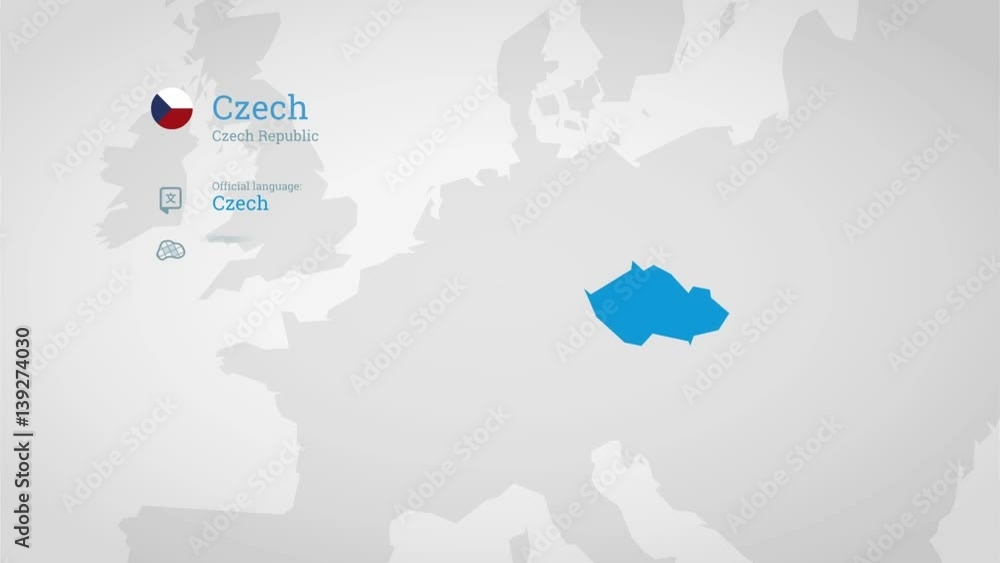 Animated infographics map with country's flag and profile. Czech ...