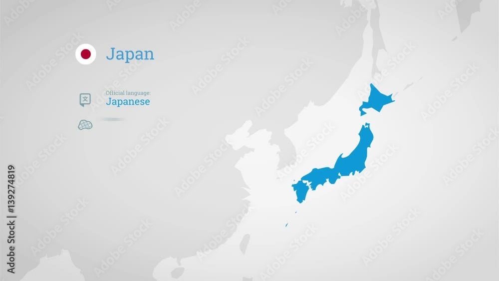 Animated infographics map with country's flag and profile. Japan Stock ...