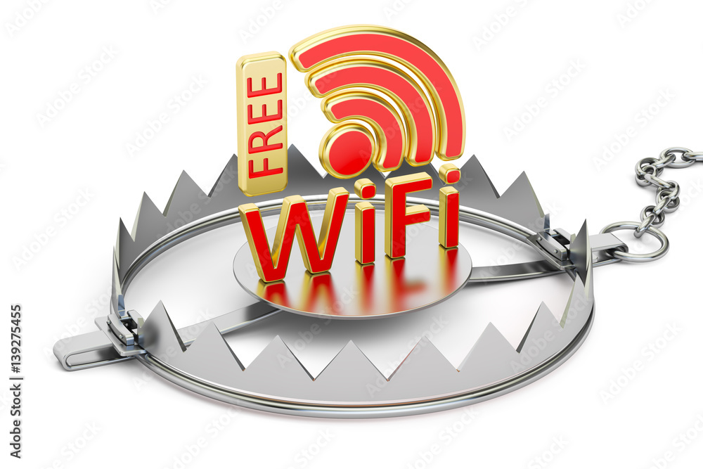 Trap with Free Wi-Fi symbol, 3D rendering Stock Illustration | Adobe Stock