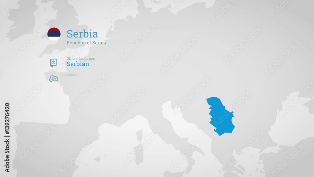 Animated infographics map with country's flag and profile. Serbia Stock ...