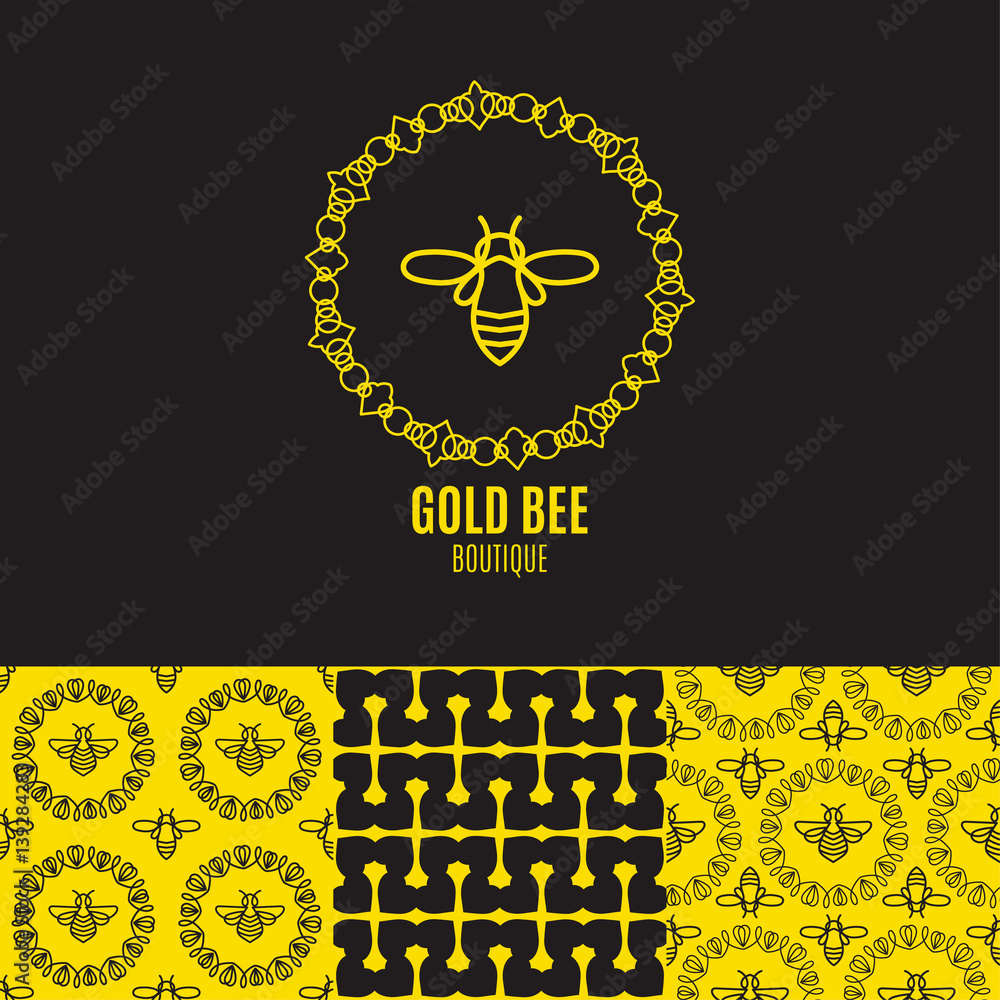 Logo with insect. Badge Bee for corporate identity, packaging luxury ...