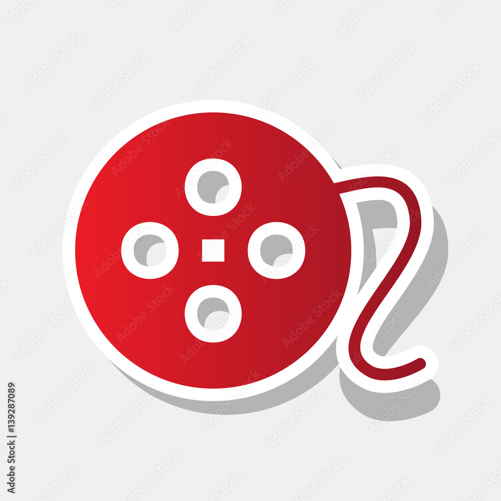 Film circular sign. Vector. New year reddish icon with outside stroke ...