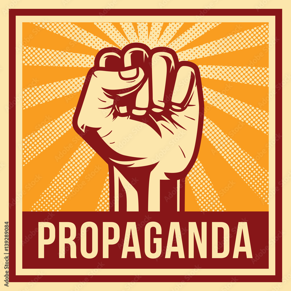 Propaganda poster style revolution fist raised in the air เวกเตอร์สต็อก ...