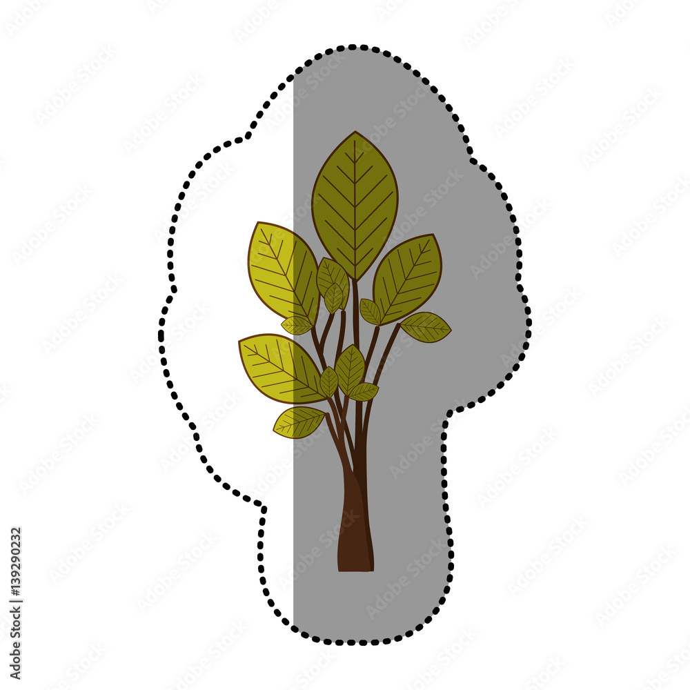 lime green sticker set of abstract tree icon, vector illustraction ...