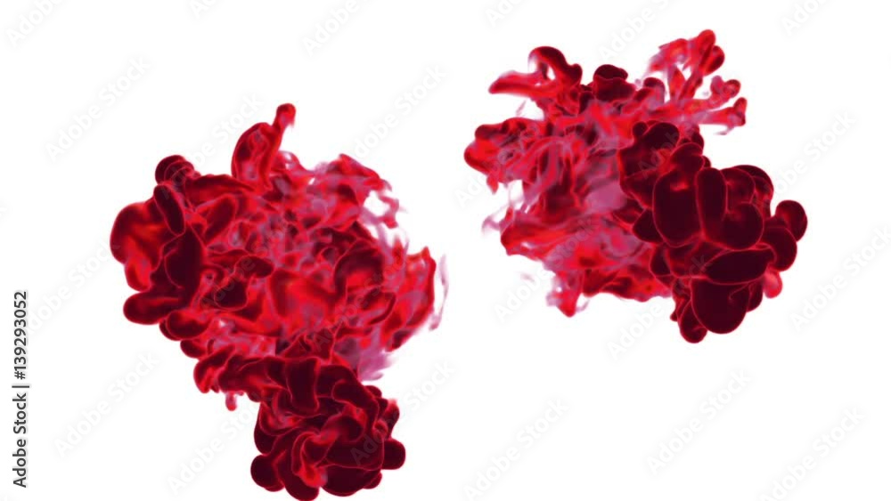 Inky drops, red Ink bolts, paint. Volume effects ink in water or ...