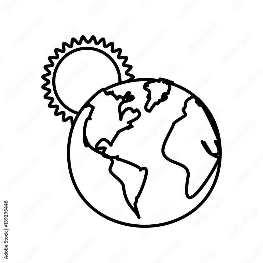 figure earth planet with sun icon, vector illustraction design Stock ...