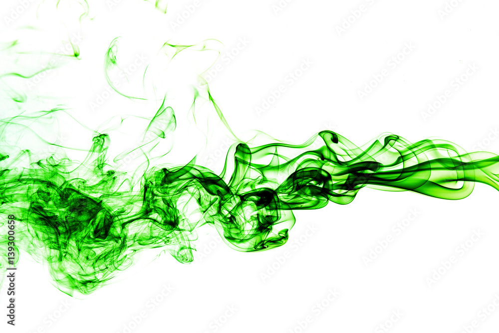 Abstract green smoke on white background, smoke background,green ink ...