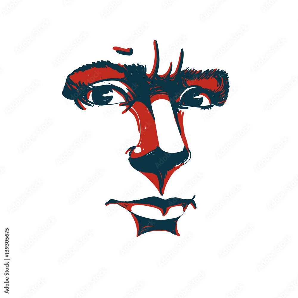 Vector portrait of irate woman, illustration of good-looking but angry ...