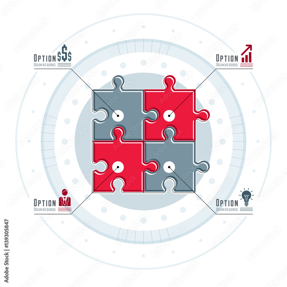 Vetor de Creative business infographics concept, puzzle elements idea ...