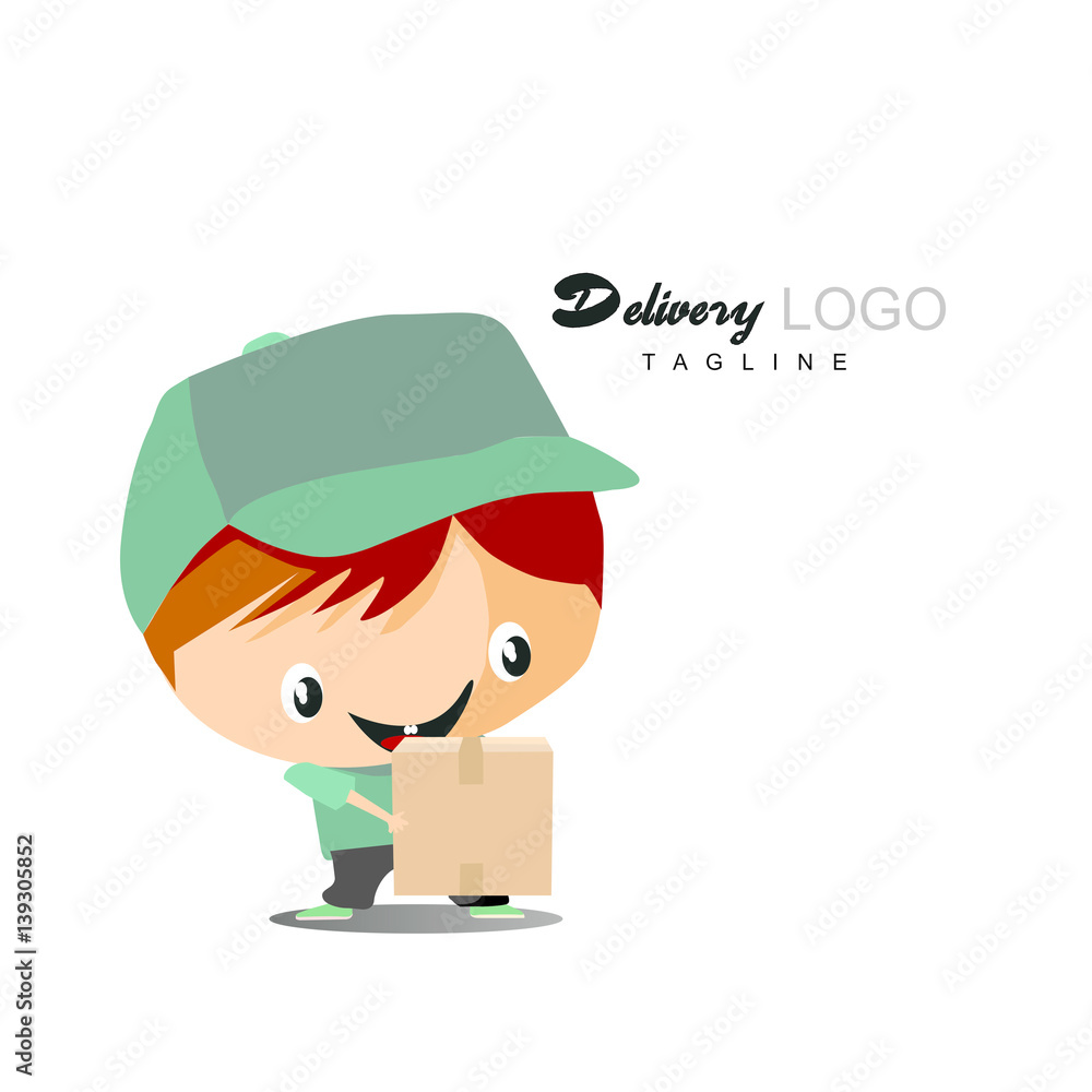 Delivery Man Logo Vector Stock Vector | Adobe Stock