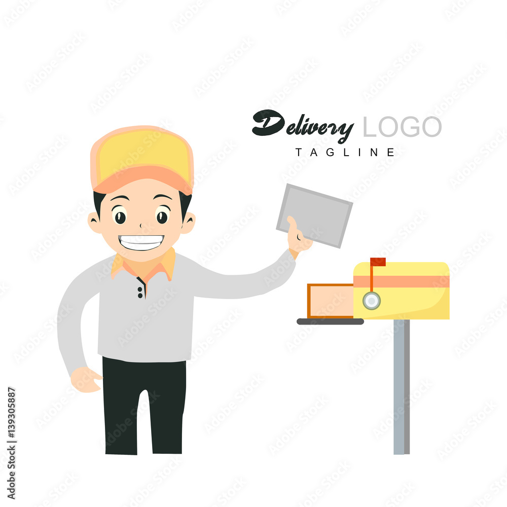 Delivery Man Logo Vector Stock Vector | Adobe Stock