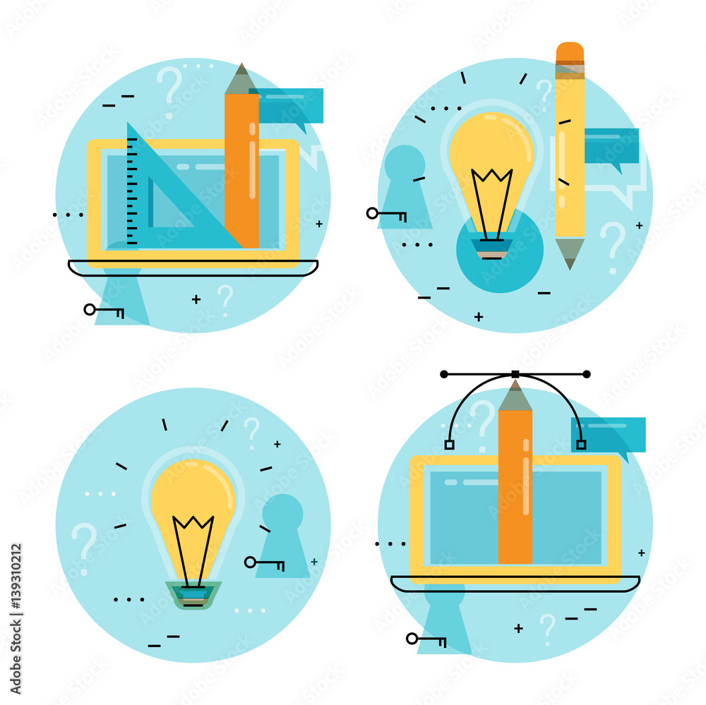 Graphic design icon. Sketching, drawing, product design flat line ...