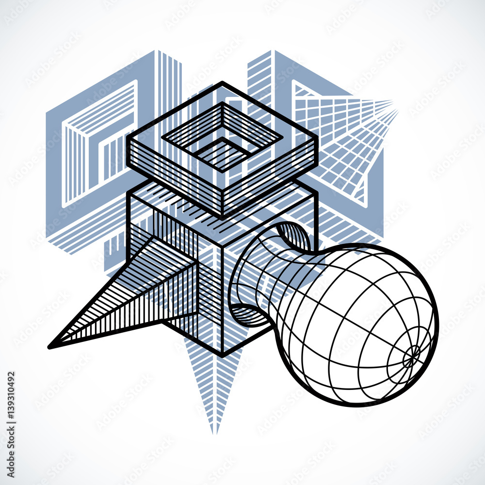 Abstract vector geometric form, 3D creative shape. Stock Vector | Adobe ...