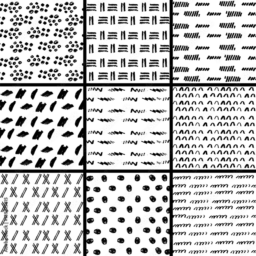 Hand Drawn seamless pattern collection. Simple texture for background ...