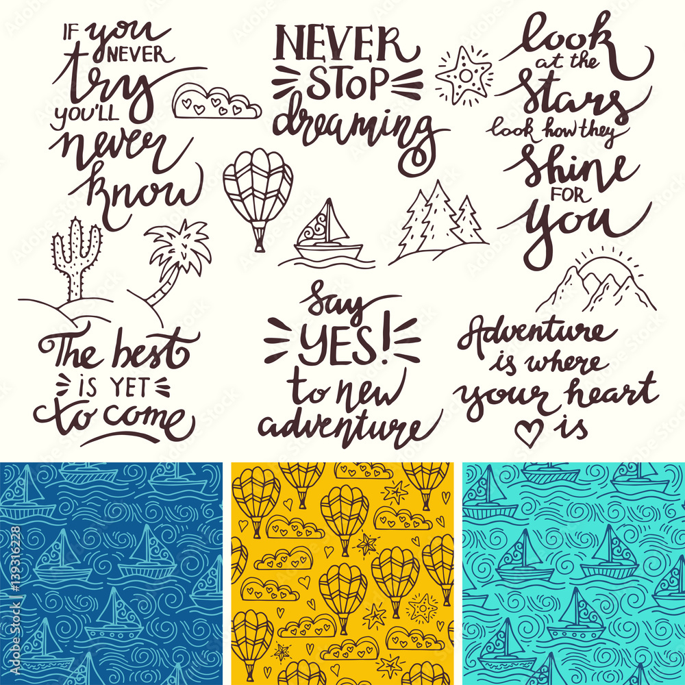 Vector set of inspirational quotes. Thematic phrases. Stock Vector ...