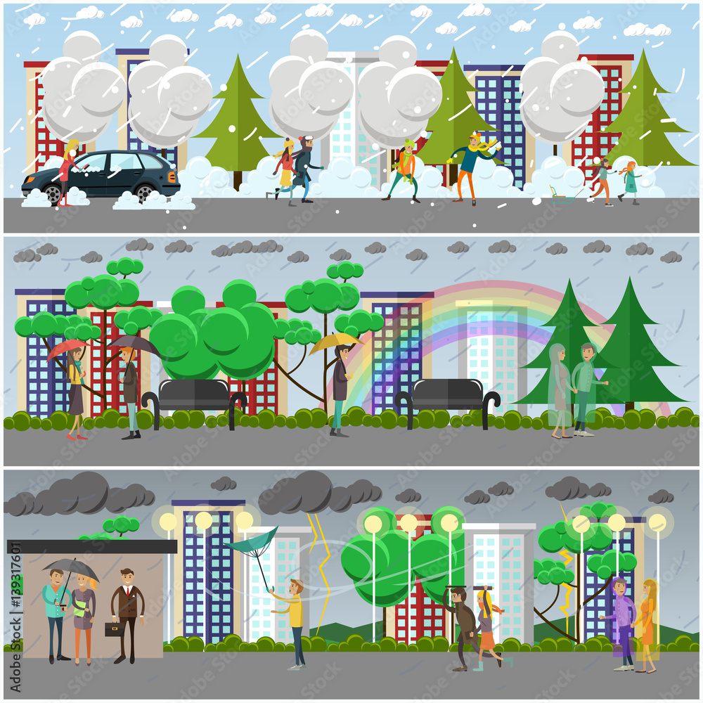 Vector set of weather concept posters, banners in flat style Stock ...
