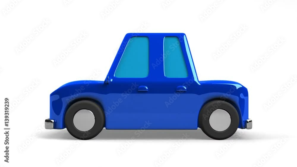 Blue Car On White Background. Loop able 3DCG render Animation. Stock ...