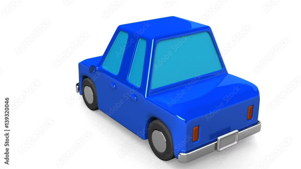 Blue Car On White Background. Loop able 3DCG render Animation. Stock ...