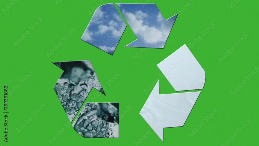 Three arrows representing environment cycle on green screen Stock Video ...
