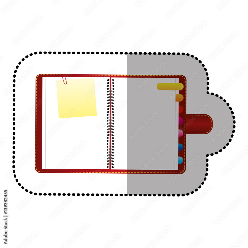 color agenda with tabs and paper note icon, vector illustraction design ...