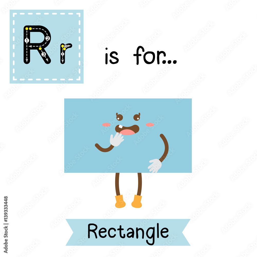 Letter R cute children colorful geometric shapes alphabet tracing ...