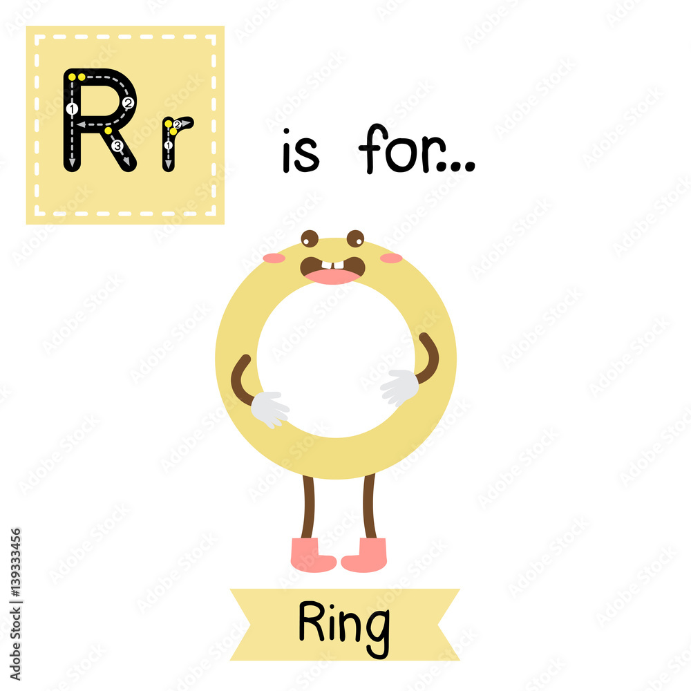 Letter R cute children colorful geometric shapes alphabet tracing ...