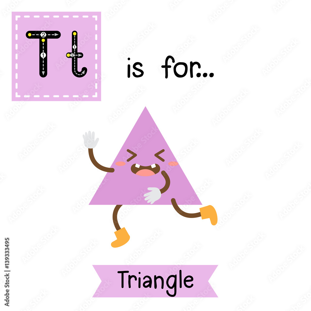 Letter T cute children colorful geometric shapes alphabet tracing ...