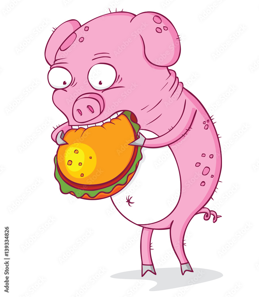 the greedy pig Stock Vector | Adobe Stock
