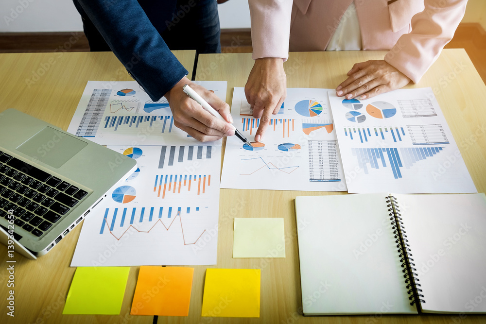 Team work process. young business managers crew working with new ...