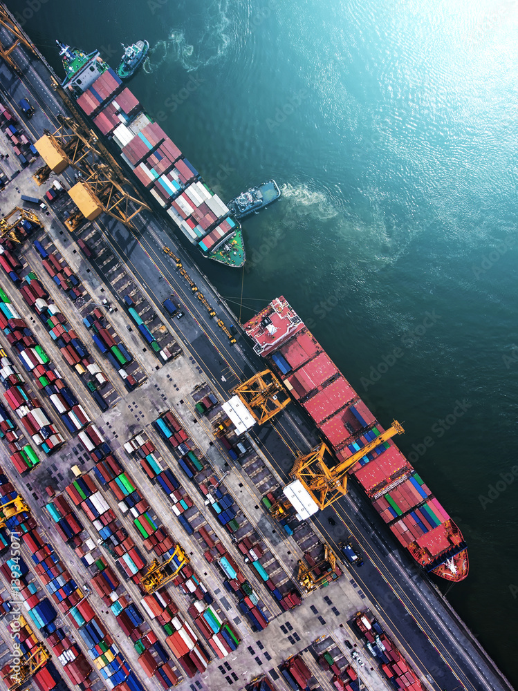 container ship in import export and business logistic.By crane ,Trade ...