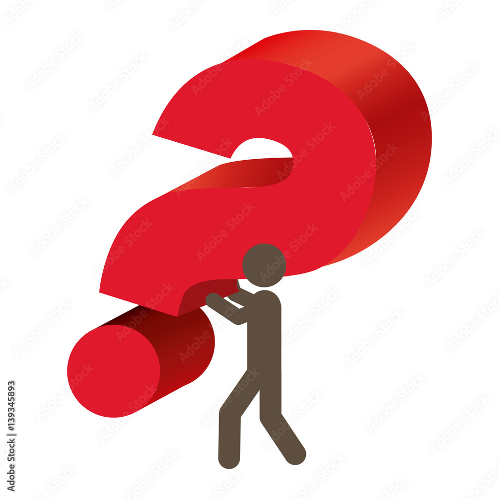Silhouette person carrying question mark vector illustration Stock ...