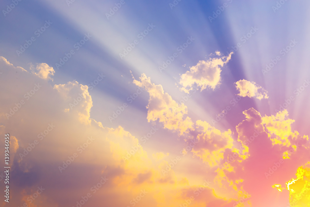 sunset sky with clouds and golden light, sunset sky gradient background ...