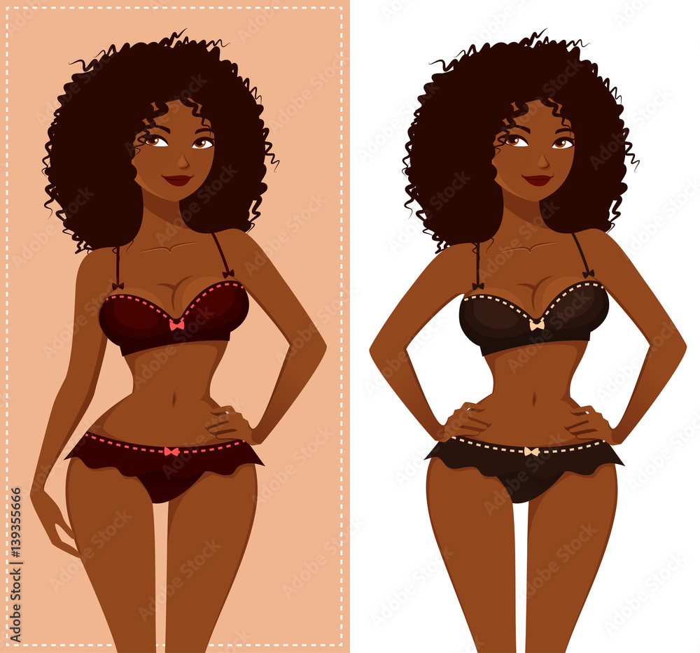 Sexy African American Girl In Lingerie Stock Vector Adobe Stock