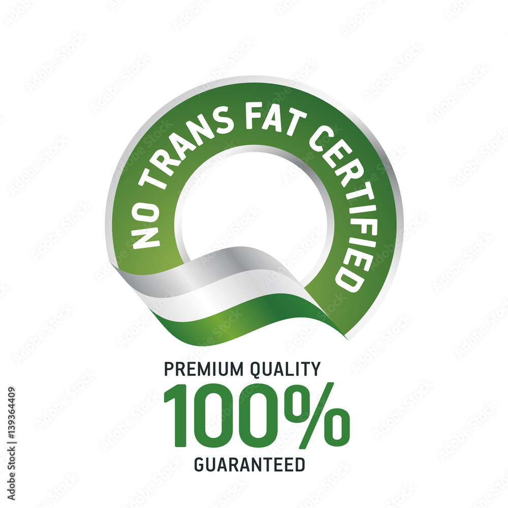 No Trans Fat Certified green ribbon label logo icon Stock Vector ...