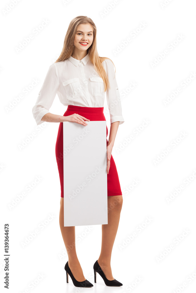 The girl with a blank form Stock Photo | Adobe Stock