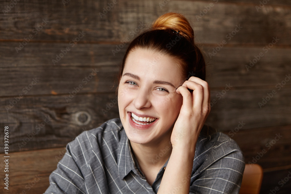 Human face expressions, emotions and feelings. Beautiful young European ...
