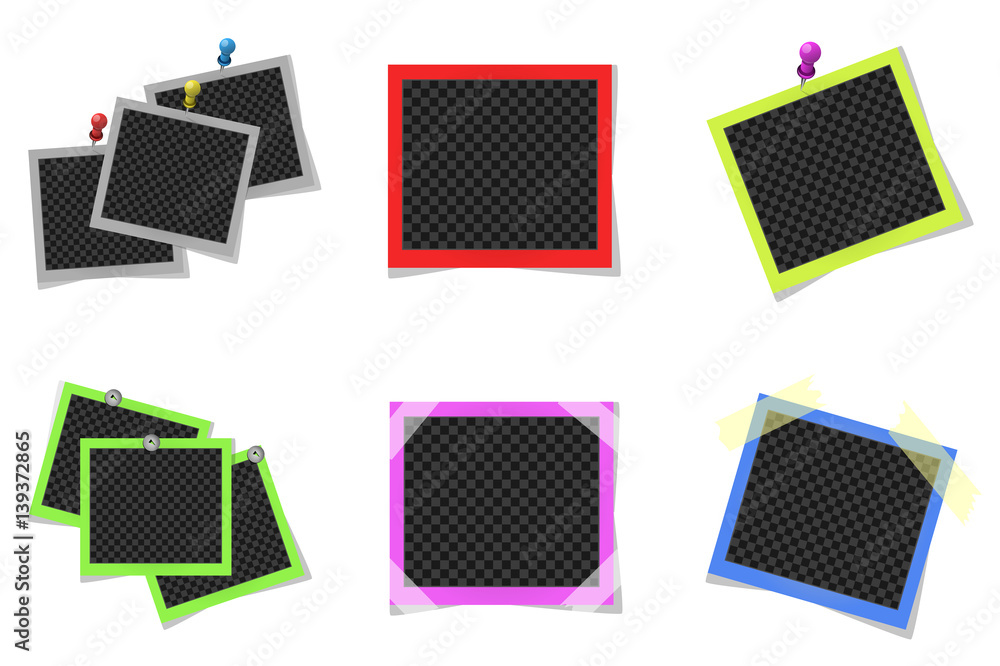 Collage of colored photo frames isolated on white. Vector illustration ...
