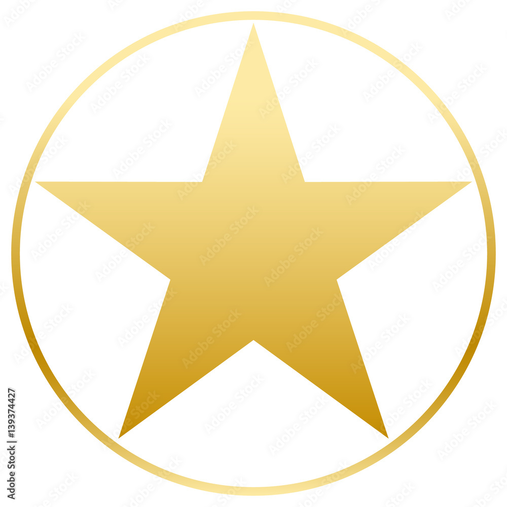 Gold star in a golden circle. Simple form. Flat vector image. Stock ...