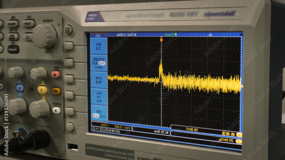 Detail of an oscilloscope. Stock Photo | Adobe Stock