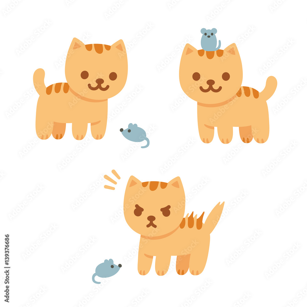 Cat and mouse cartoon Stock Vector | Adobe Stock
