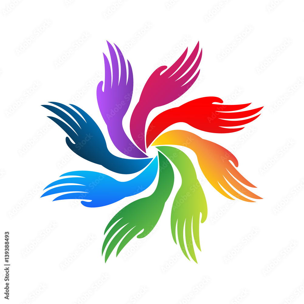 Hands teamwork unity concept logo vector Stock Vector | Adobe Stock