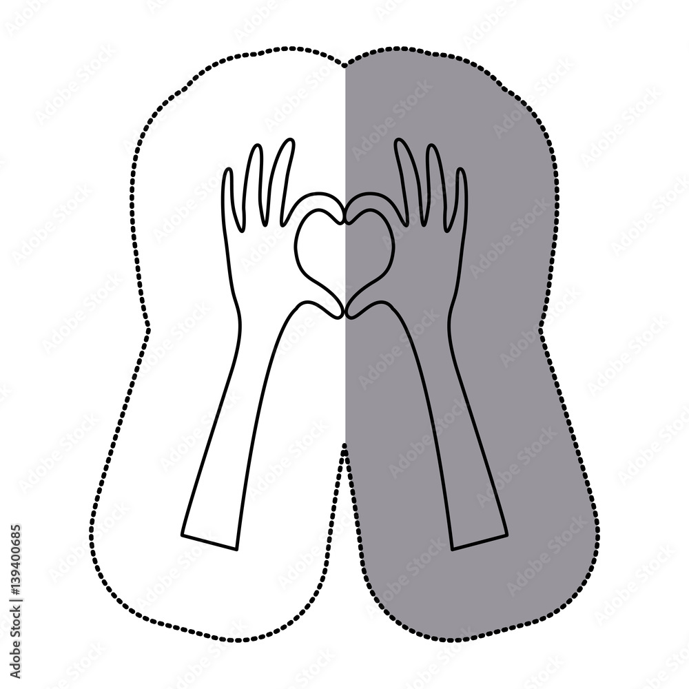 sticker silhouette hands forming heart icon flat vector illustration ...