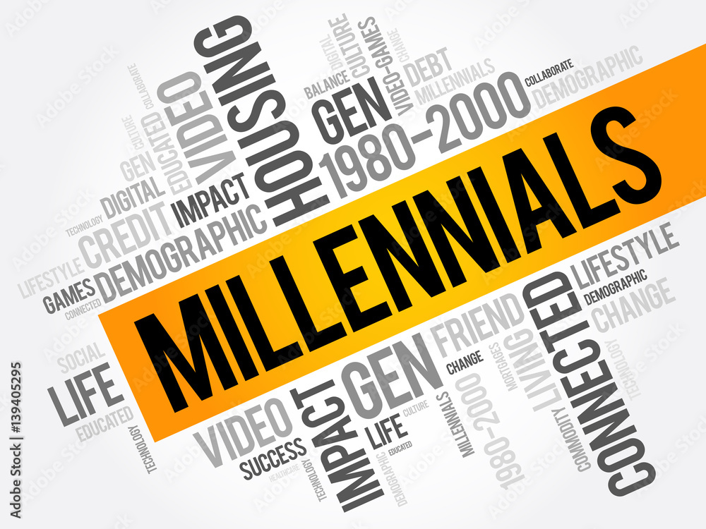 Millennials Word Cloud Social Concept collage background Stock Vector ...